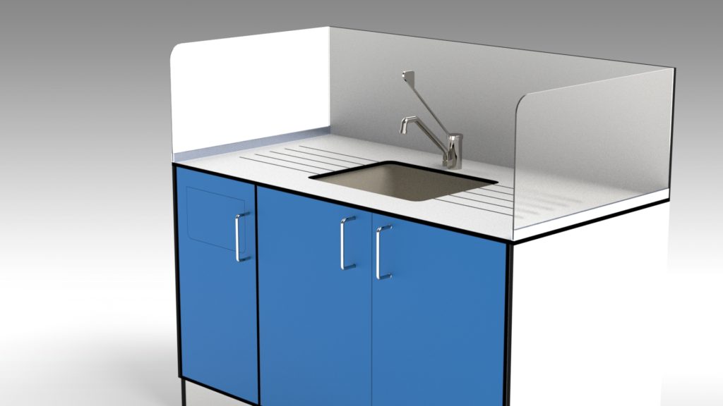 Island HPL Sink with cabinet and enclosed bin - Kemmlit
