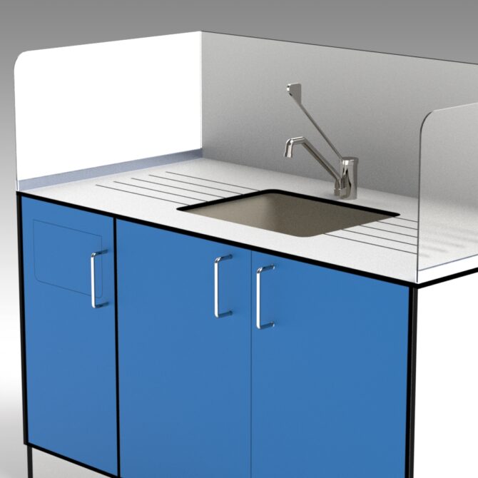 Island HPL Sink with cabinet and enclosed bin - Kemmlit