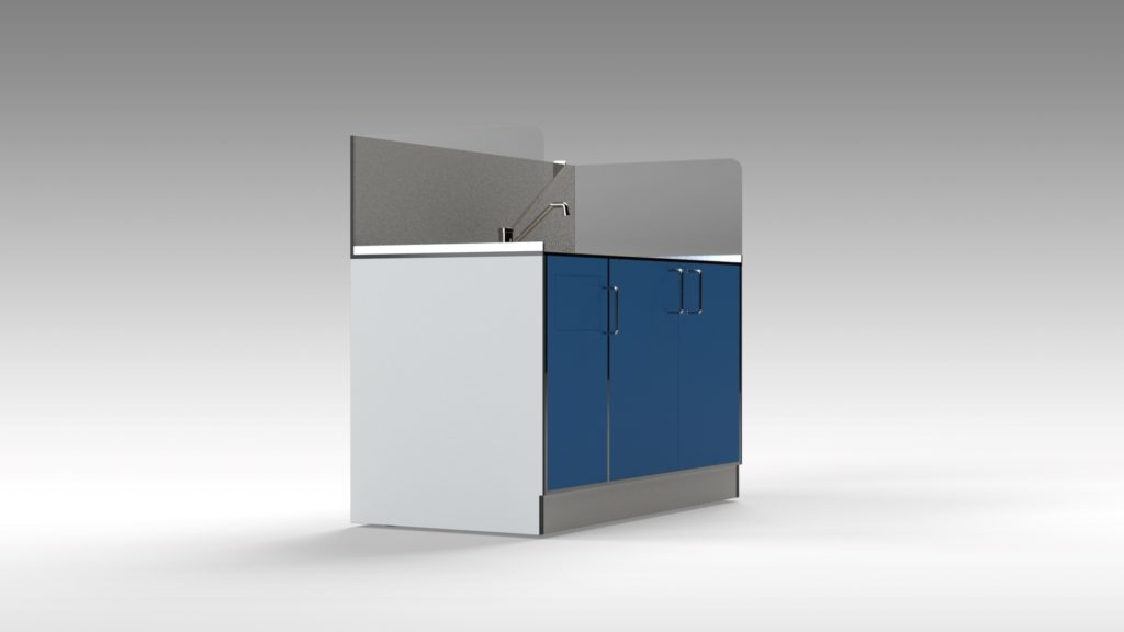 Island HPL Sink with cabinet and enclosed bin - Kemmlit