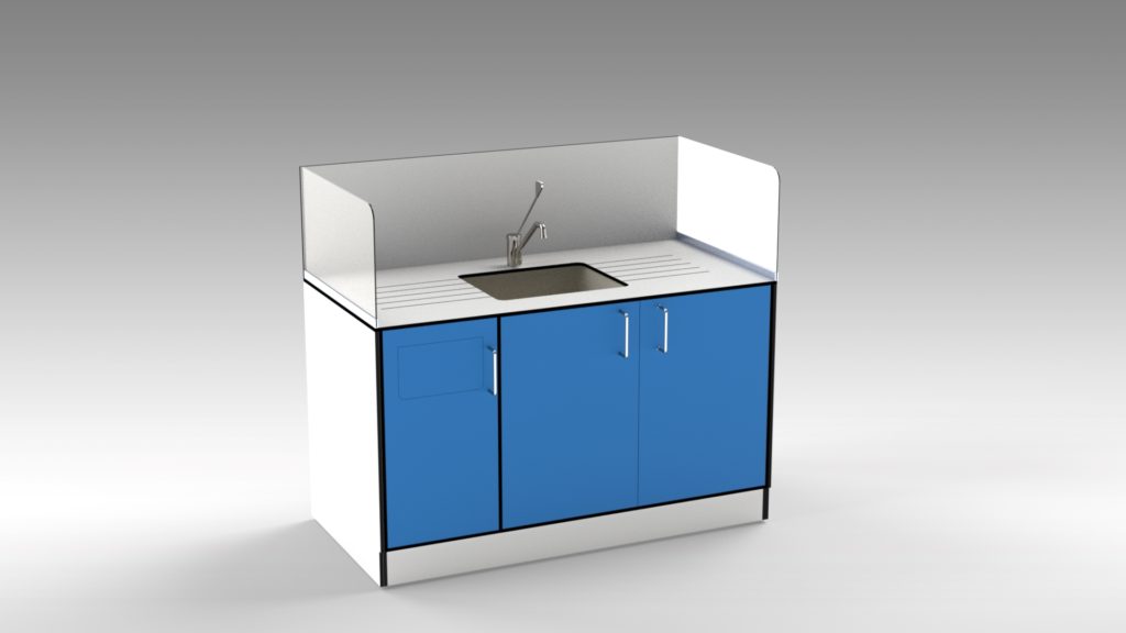 Island HPL Sink with cabinet and enclosed bin - Kemmlit