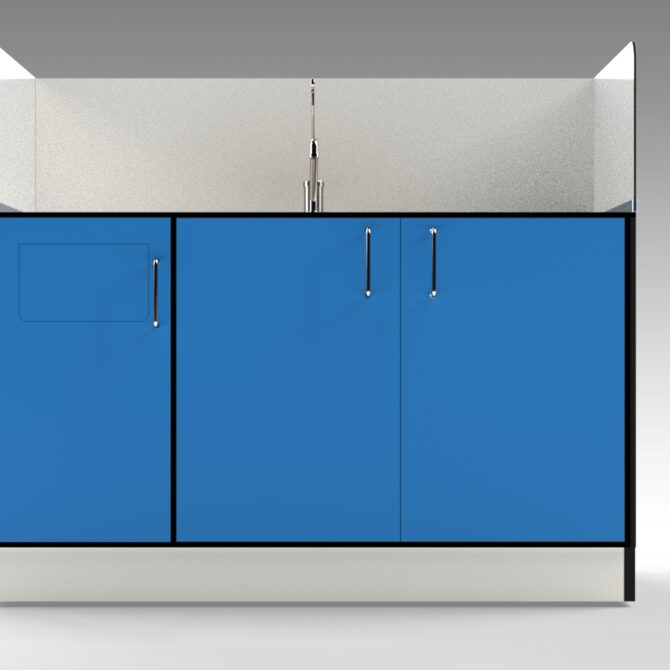 Island HPL Sink with cabinet and enclosed bin - Kemmlit